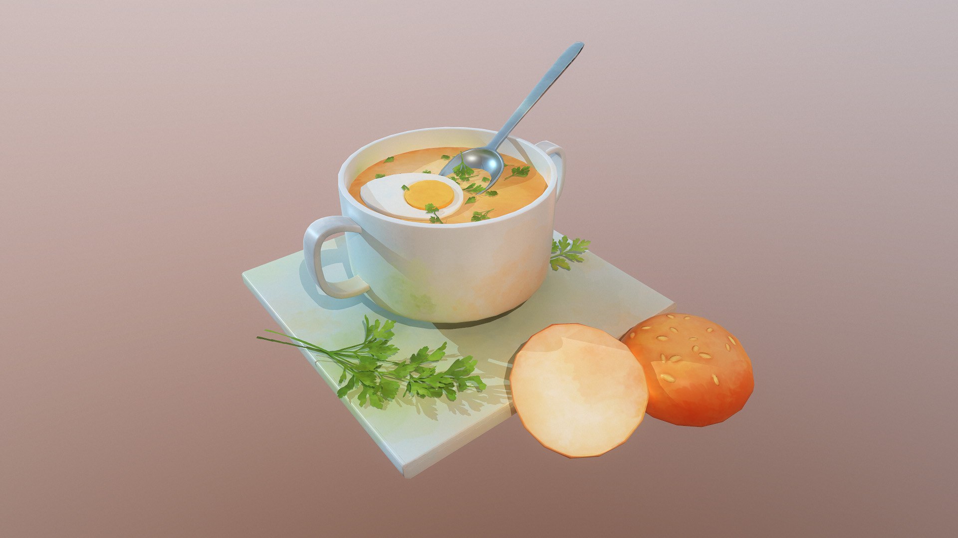 3D Stylized Soup Bowl Model - TurboSquid 1502277