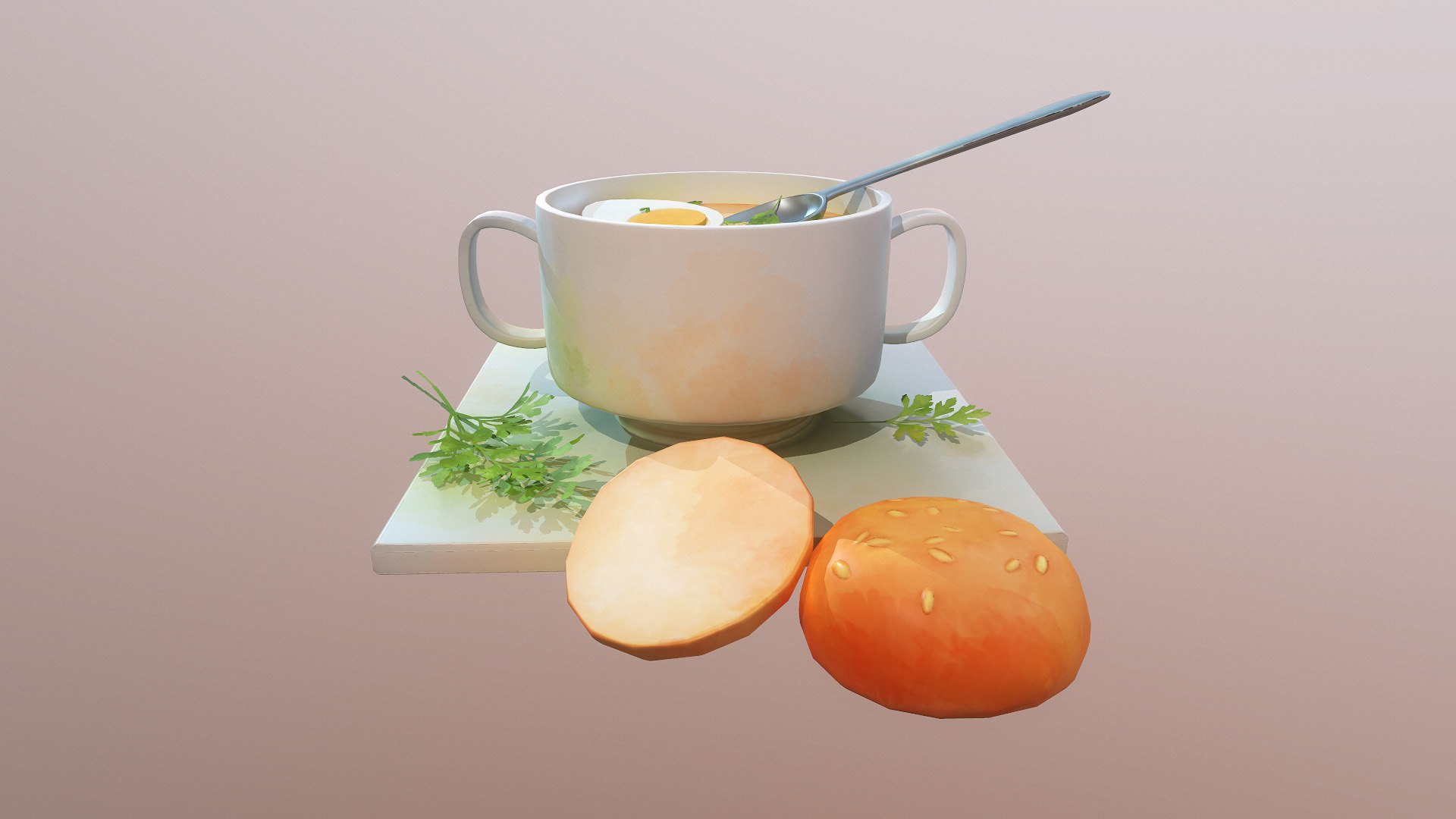 3D Stylized Soup Bowl Model - TurboSquid 1502277
