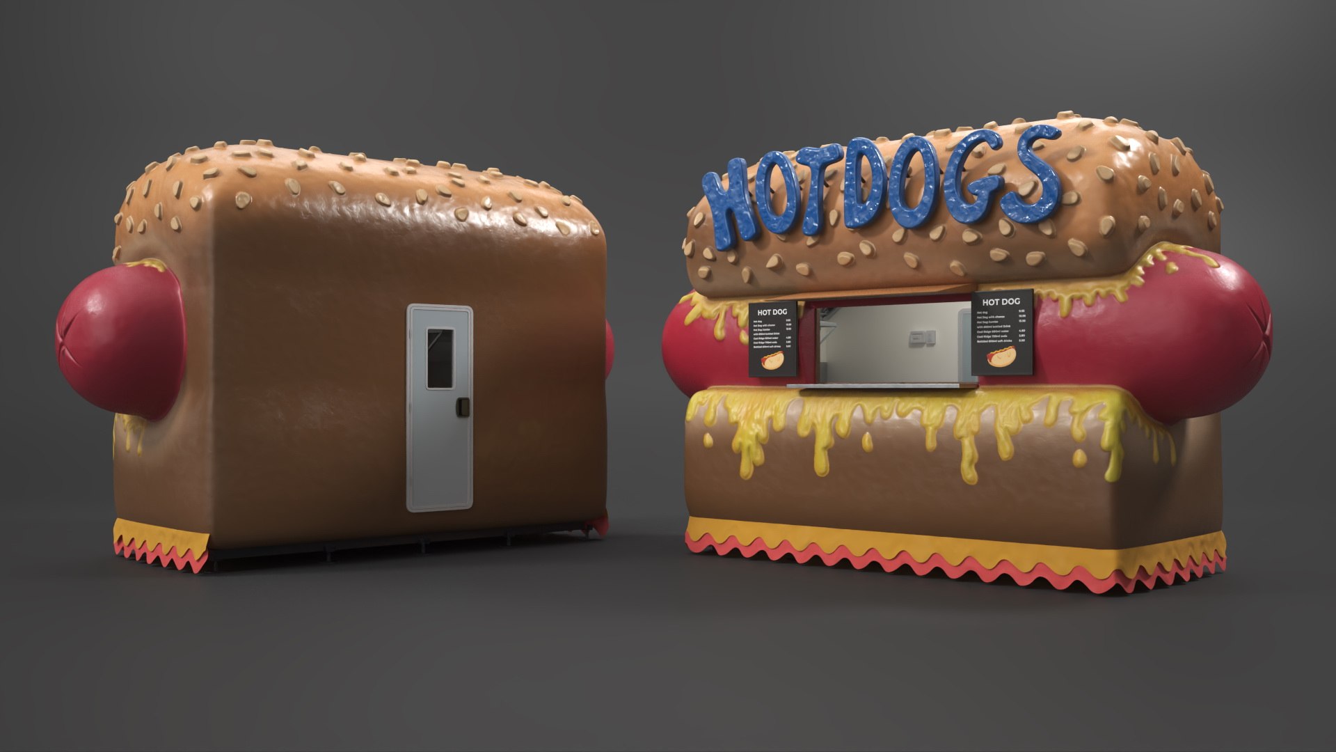 Cartoon Style Snack Kiosk Simplified 3D Model - TurboSquid 2423113