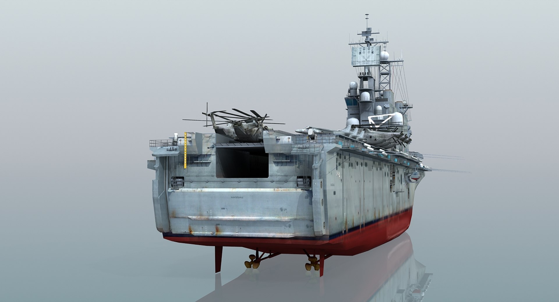3d Model Of Uss Nassau Lha-4