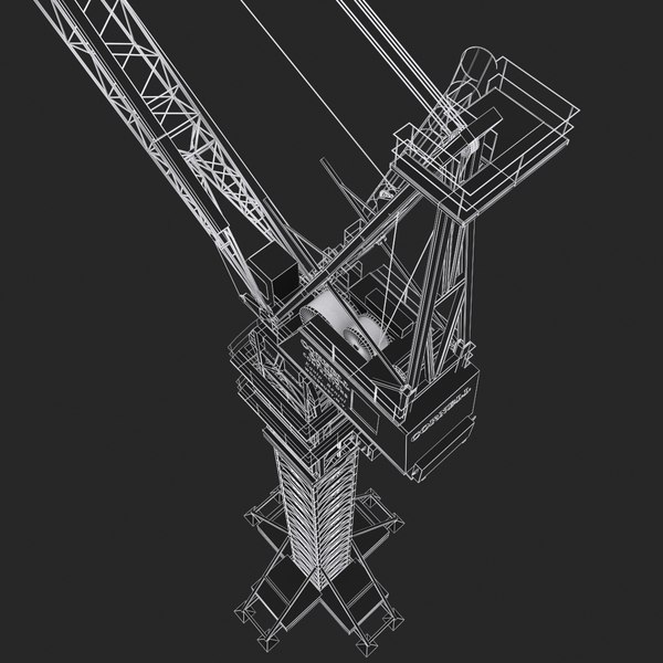 link-belt luffer crane rigged 3d model