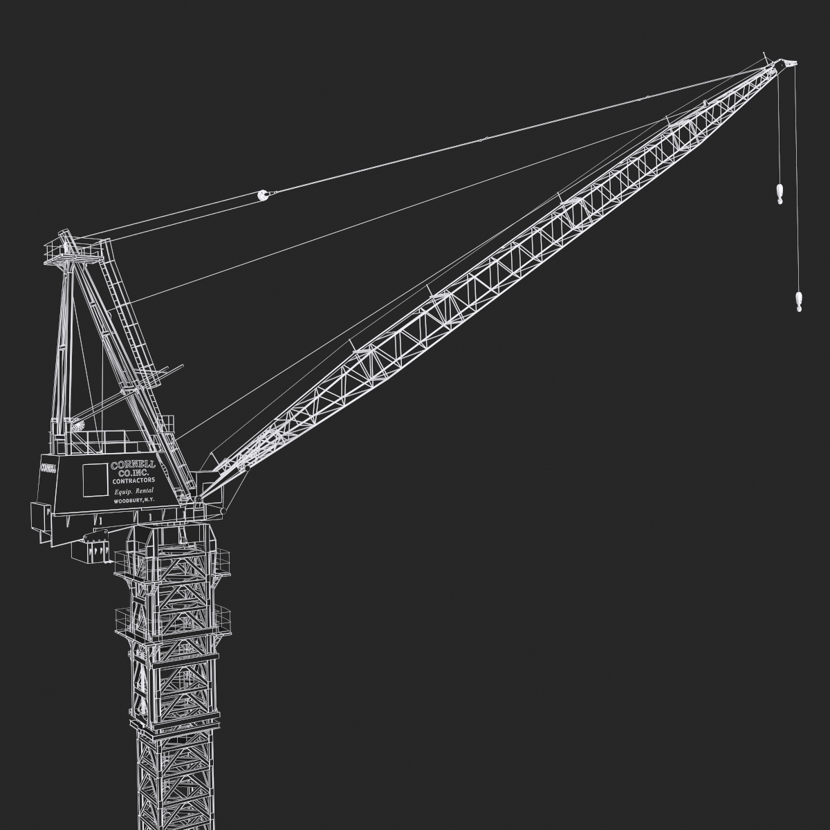 link-belt luffer crane rigged 3d model
