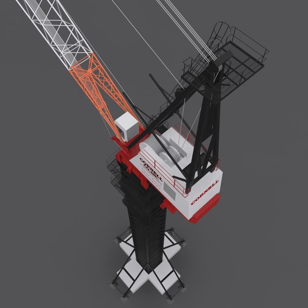 link-belt luffer crane rigged 3d model
