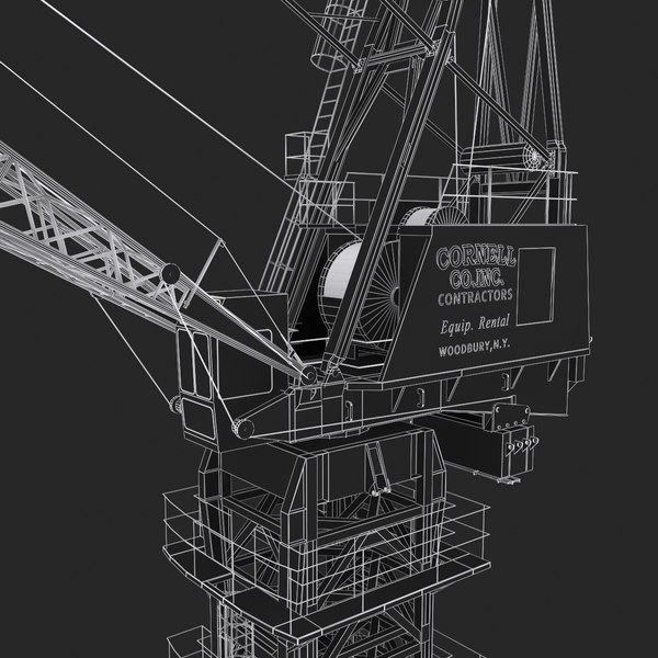 link-belt luffer crane rigged 3d model