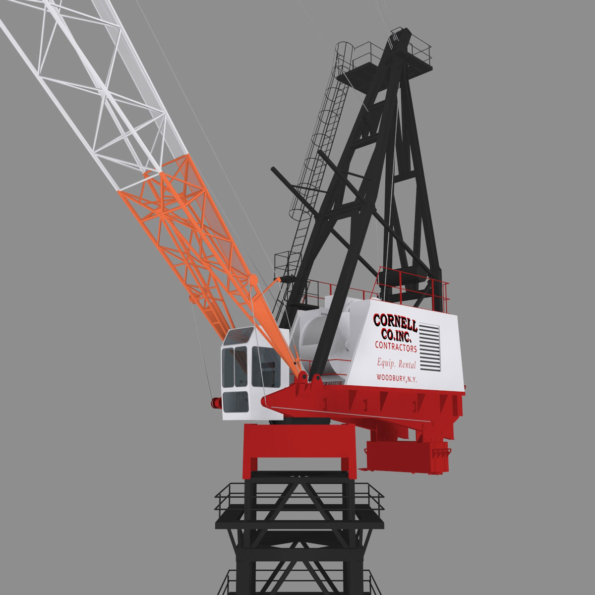link-belt luffer crane rigged 3d model
