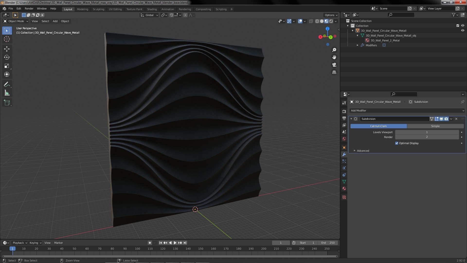 3D Wall Panel Circular Wave Metal 3D Model - TurboSquid 1907953