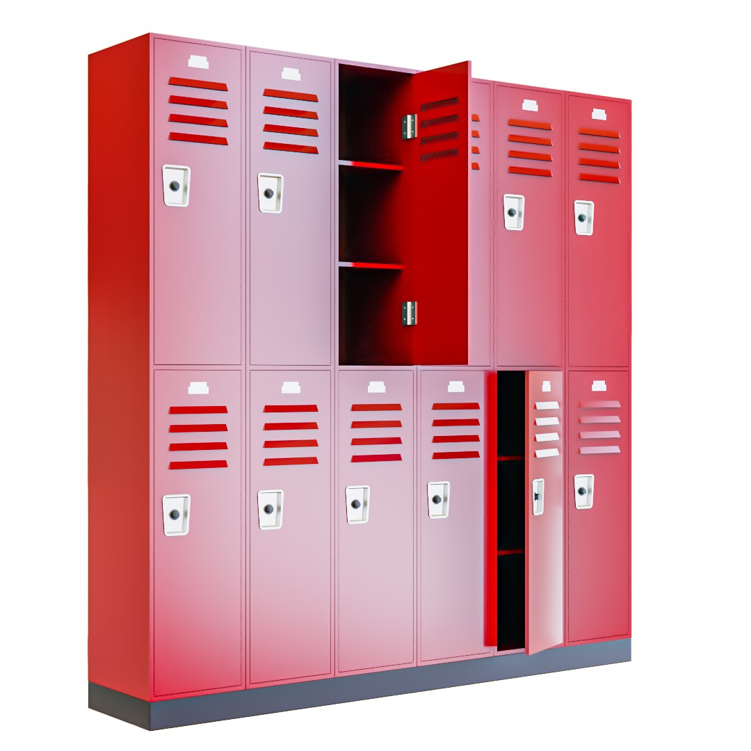 3D Commercial Lockers Row Interior Model - TurboSquid 1636019