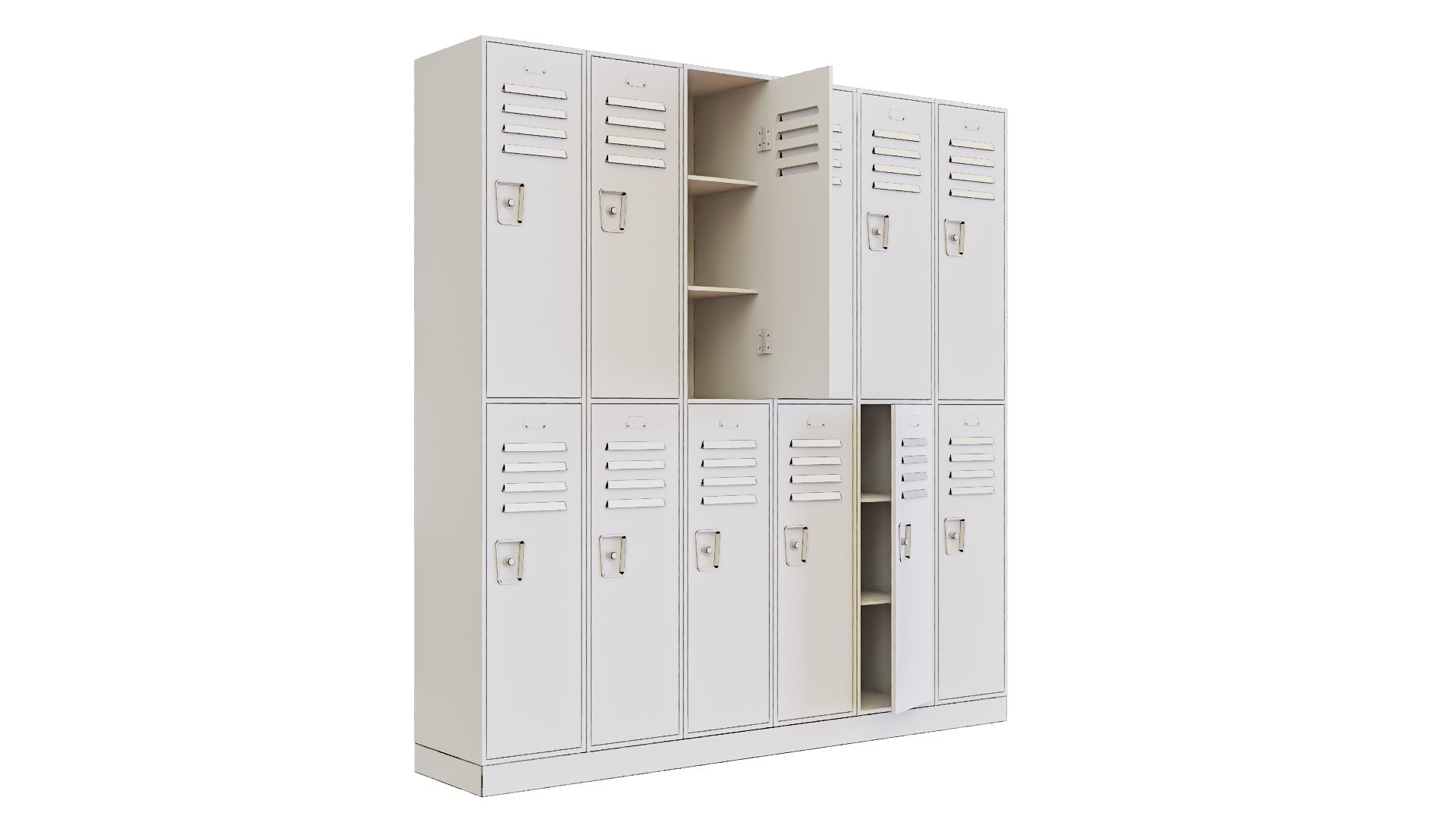 3D Commercial Lockers Row Interior Model - TurboSquid 1636019