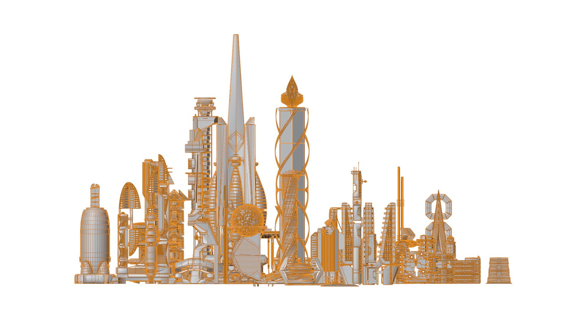 3D 35 Futuristic LowPoly Buildings VOL.9 Model - TurboSquid 1988094