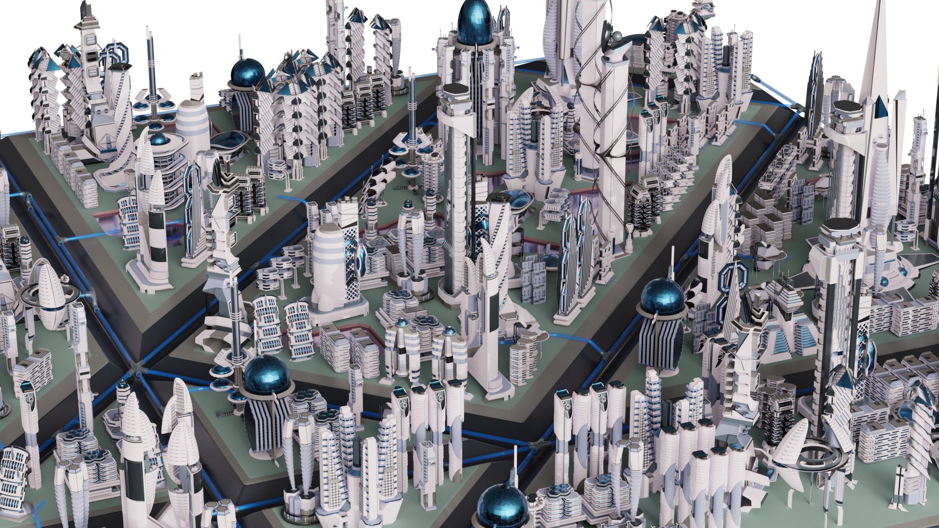 3D 35 Futuristic LowPoly Buildings VOL.9 Model - TurboSquid 1988094