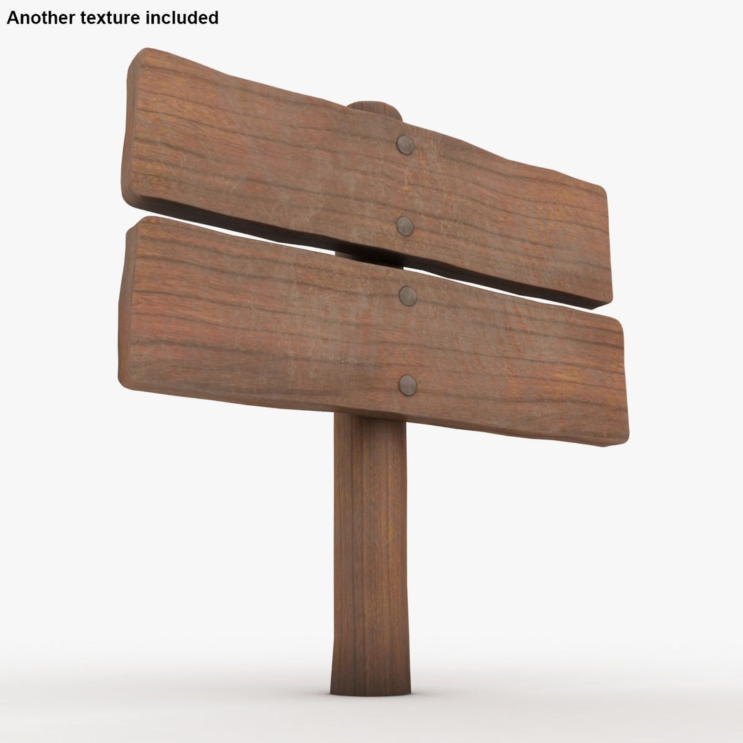 realistic wooden signboard 01 3d max