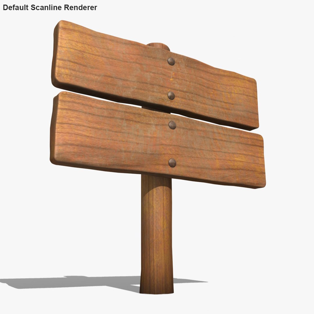 realistic wooden signboard 01 3d max