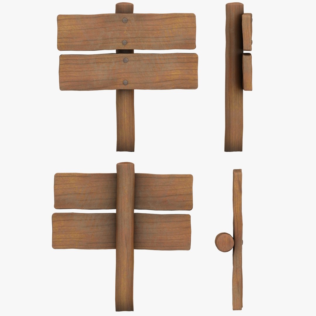 realistic wooden signboard 01 3d max