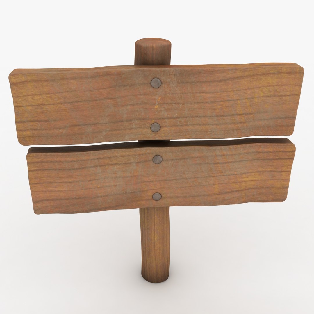 realistic wooden signboard 01 3d max