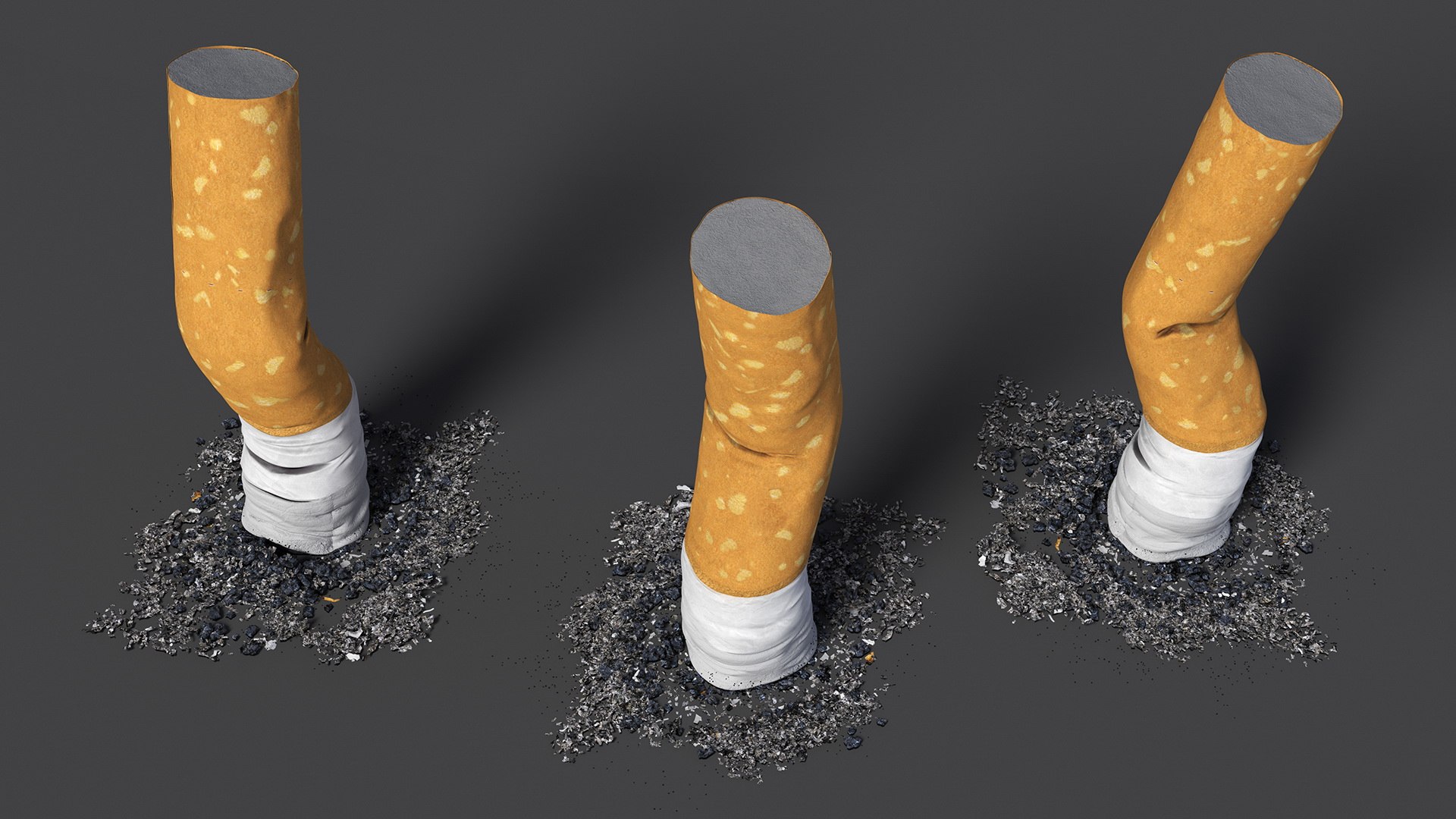 Extinguished Cigarette Butt Model - TurboSquid 2222015