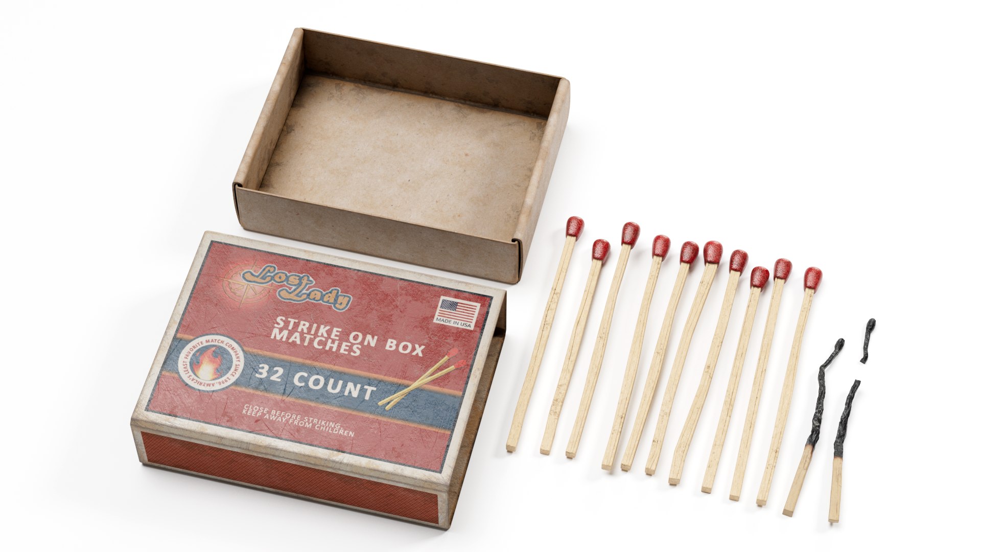 3D Box Of Matches Model - TurboSquid 2052147
