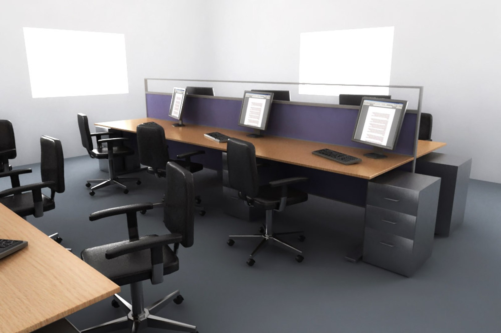 desk - office setup 3d model