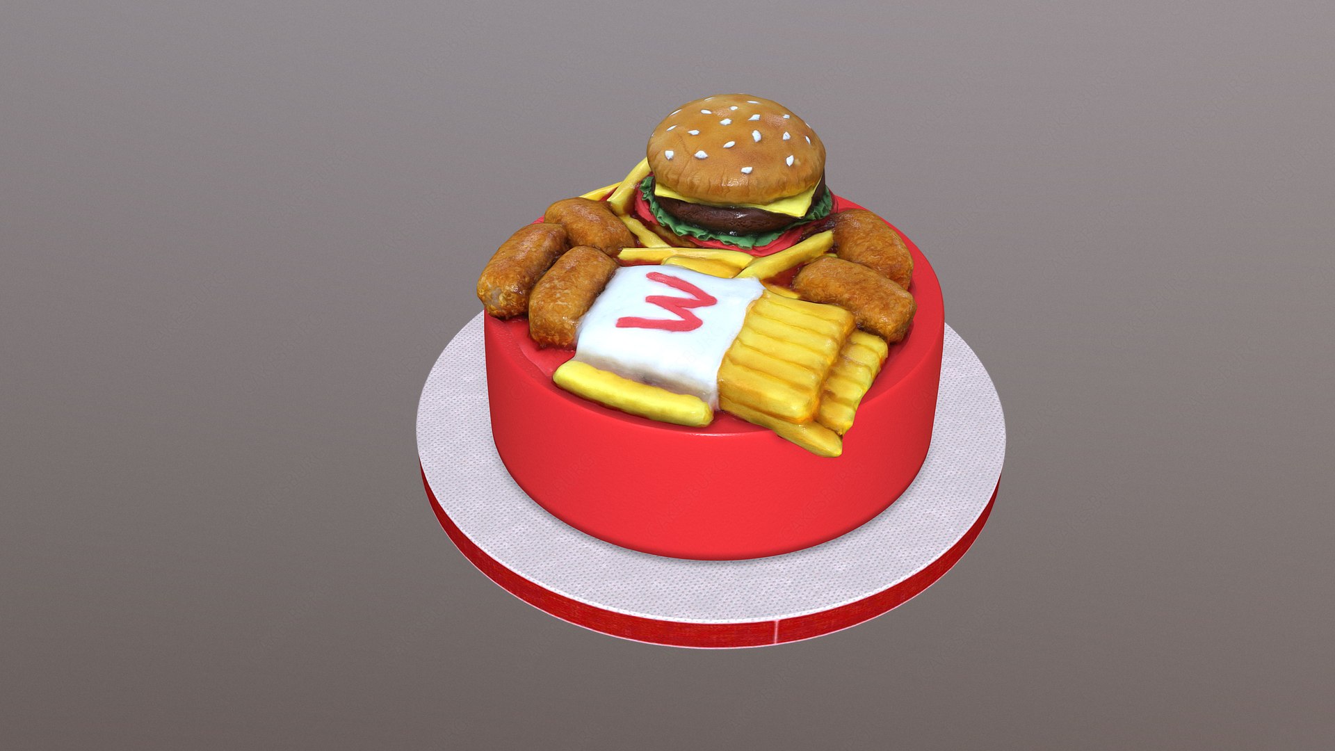 3D Burger Menu Cake - TurboSquid 1862231