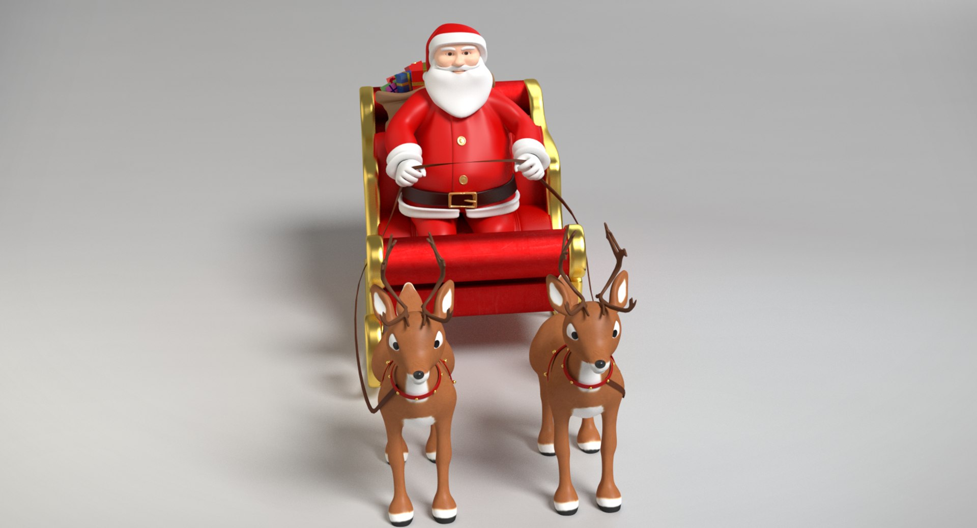 Cartoon Santa Sleigh Reindeer Max