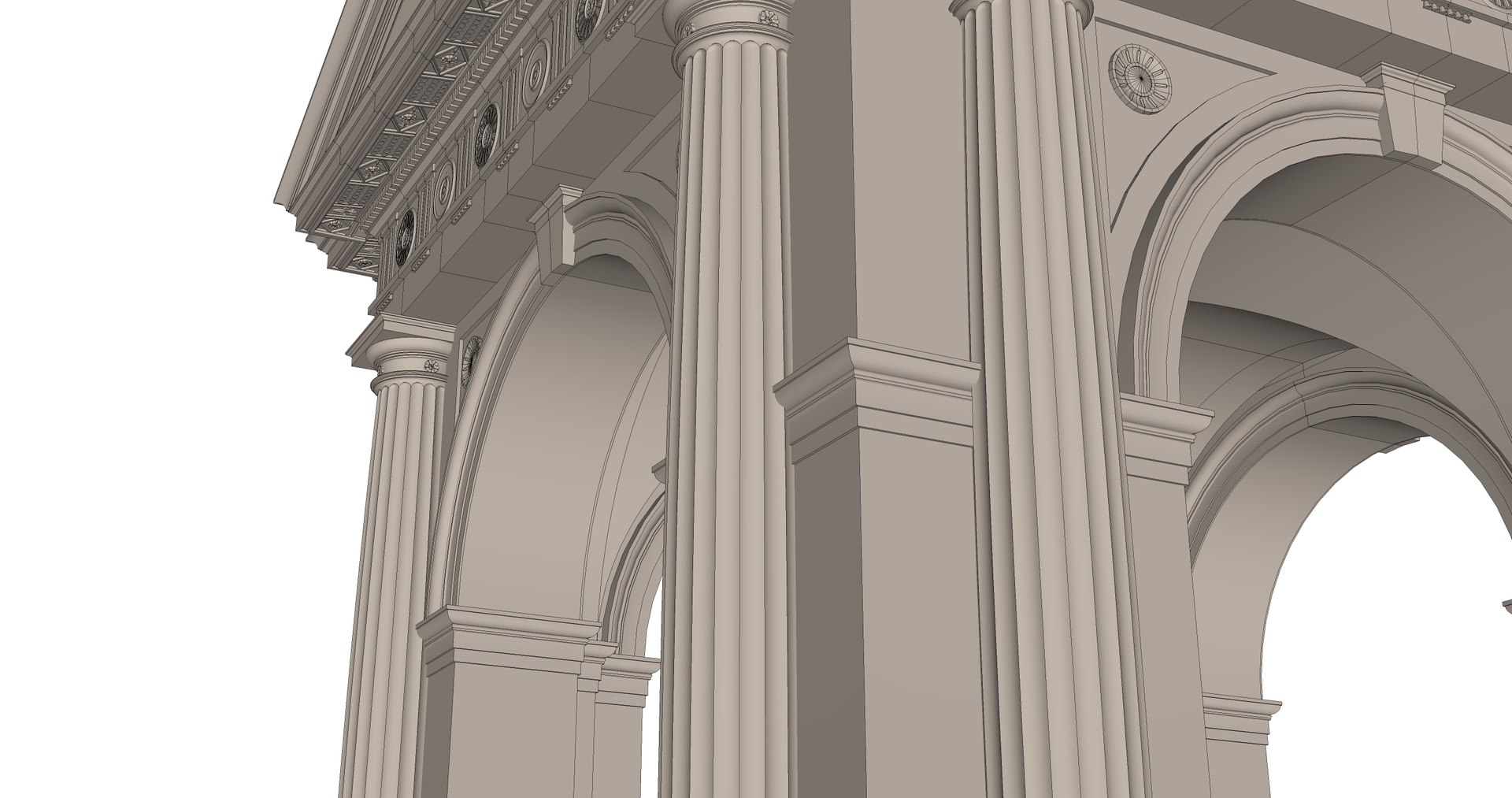 Arched Portico In Doric Denticulated Column Order Gazebo 3D Model ...