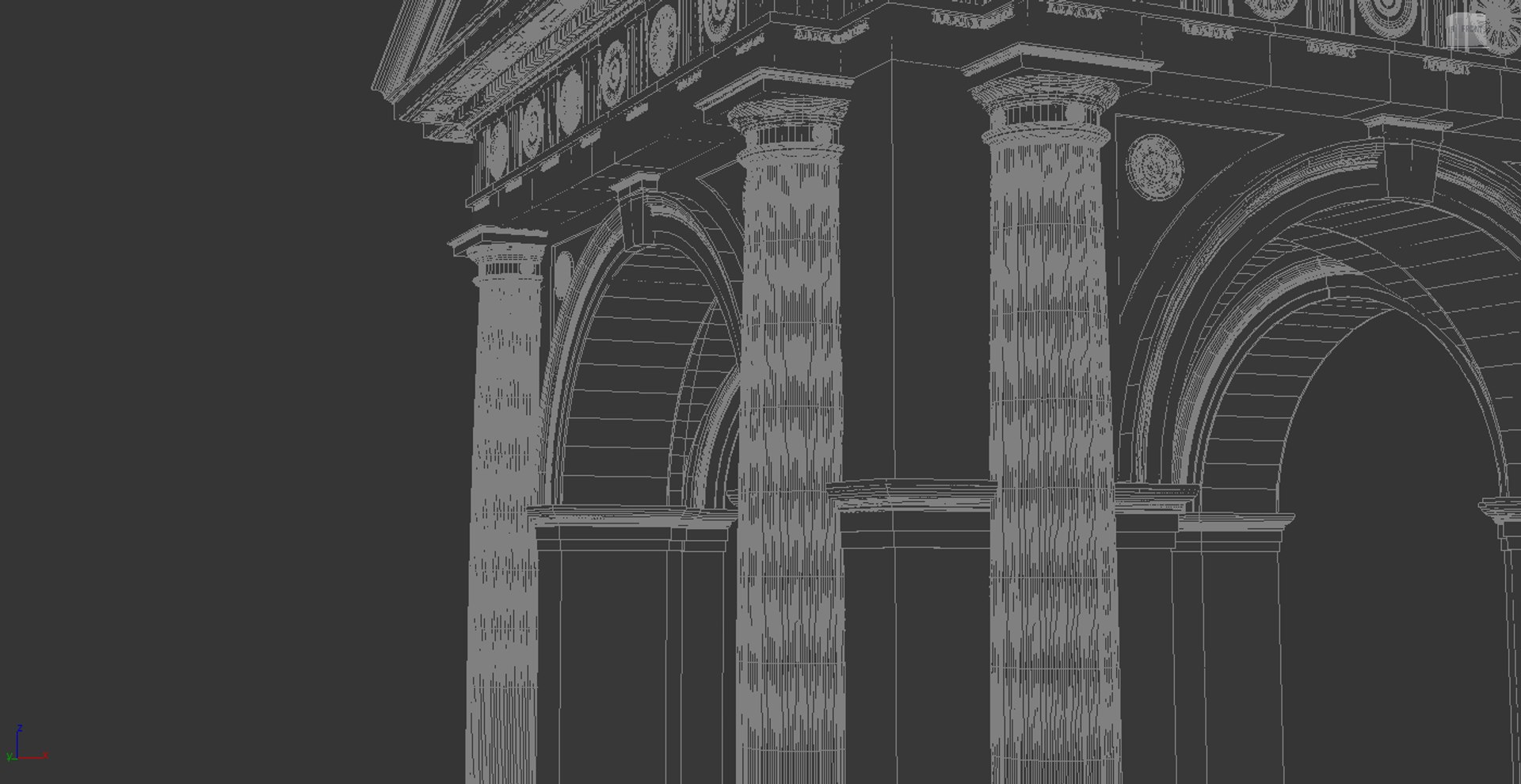 Arched Portico In Doric Denticulated Column Order Gazebo 3D Model ...