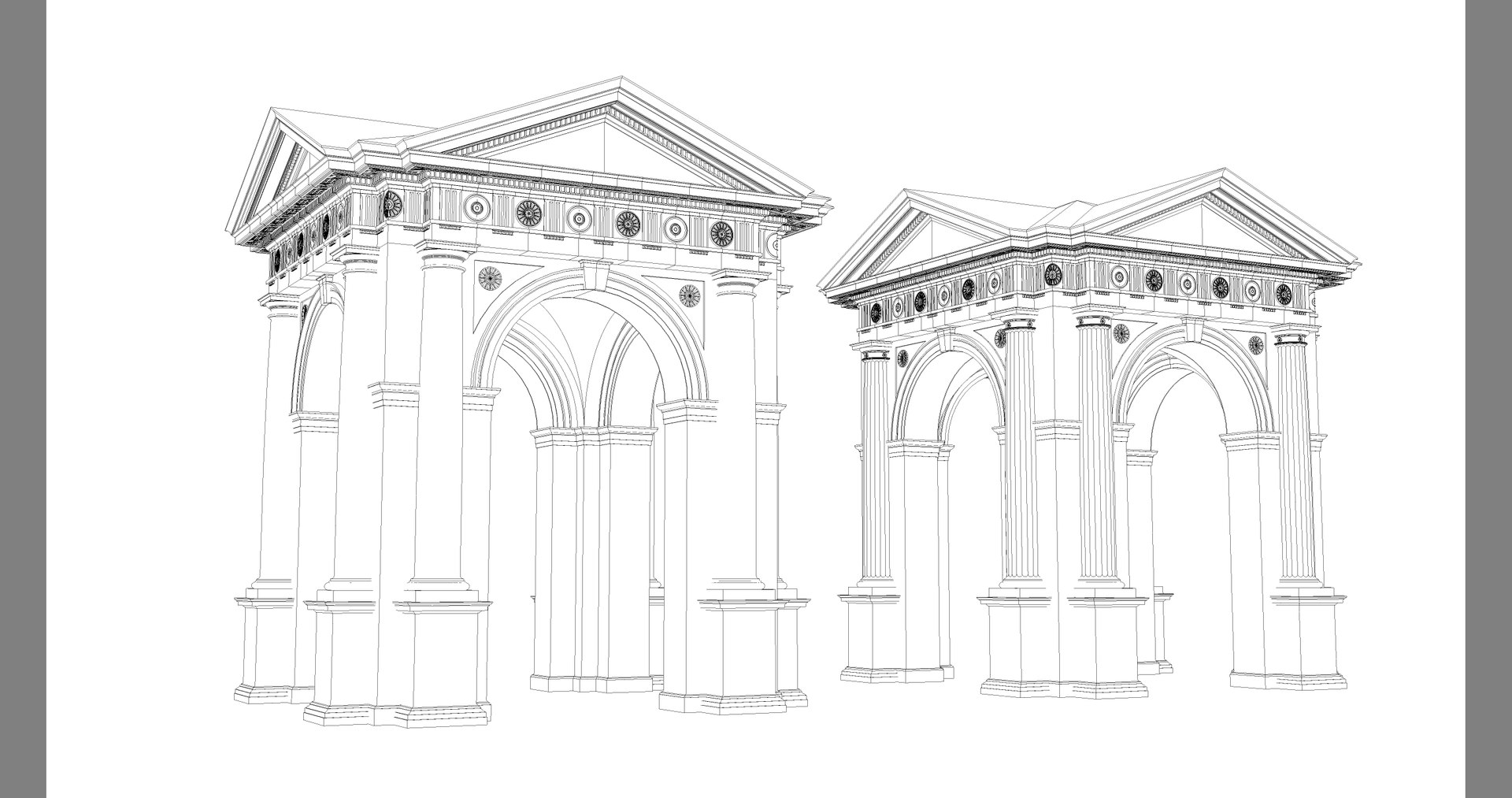 Arched Portico In Doric Denticulated Column Order Gazebo 3D Model ...