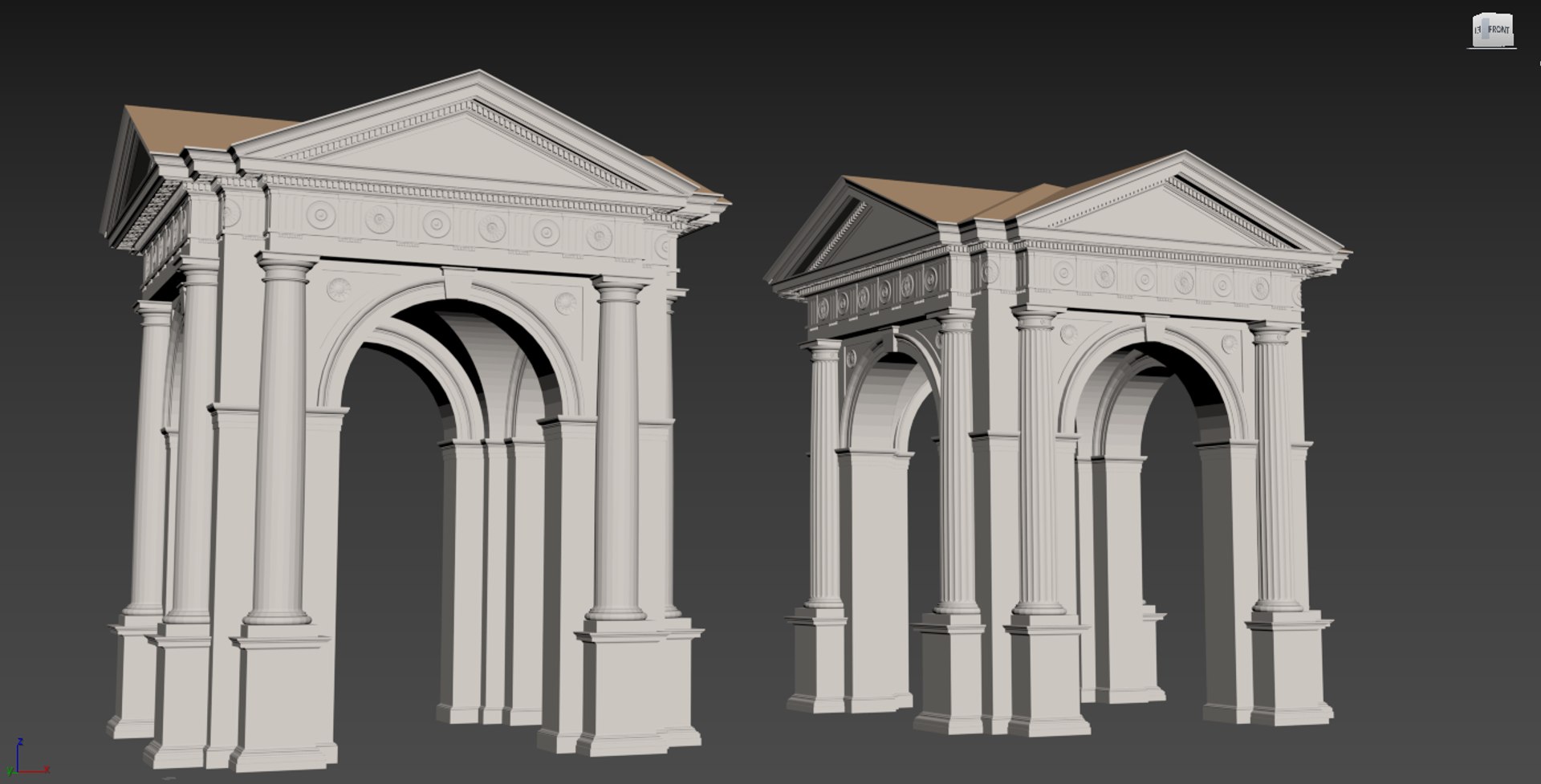 Arched Portico In Doric Denticulated Column Order Gazebo 3D Model ...