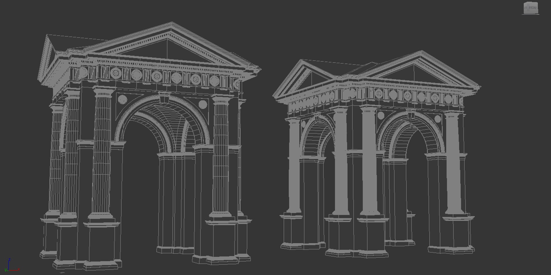 Arched Portico In Doric Denticulated Column Order Gazebo 3D Model ...