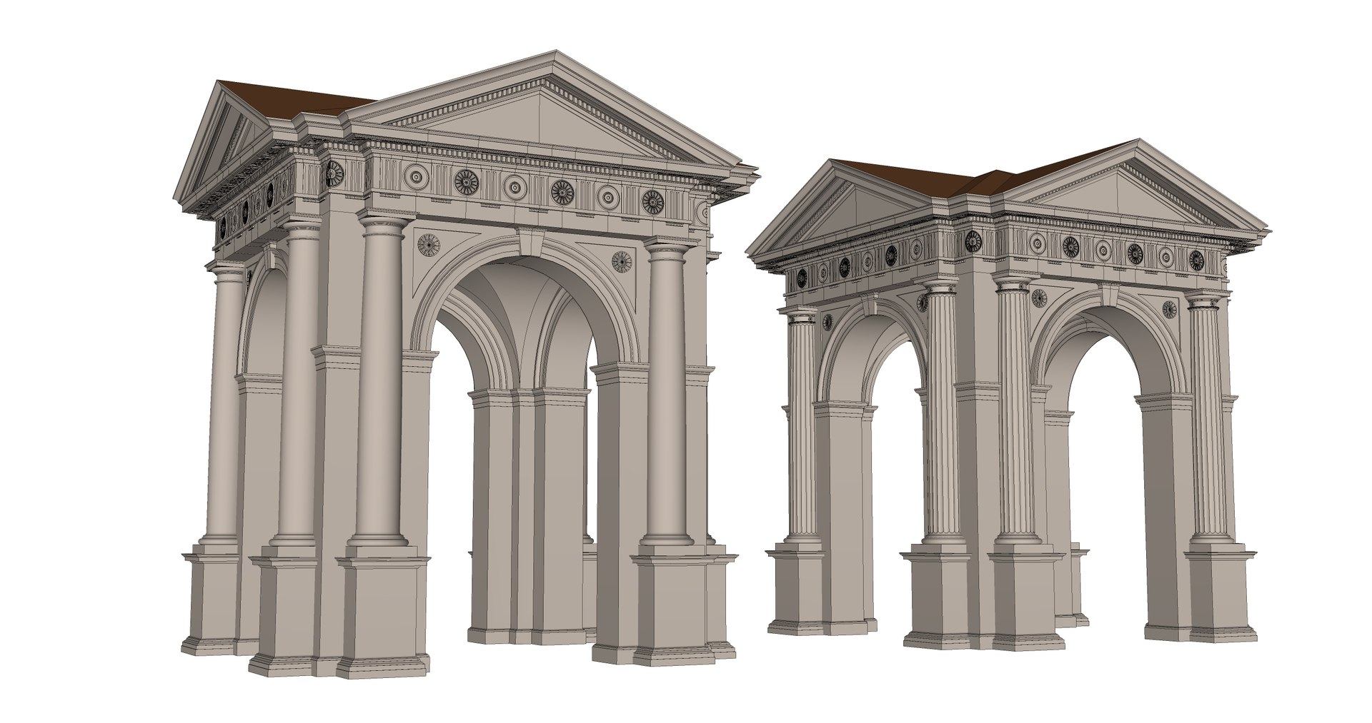 Arched Portico In Doric Denticulated Column Order Gazebo 3D Model ...