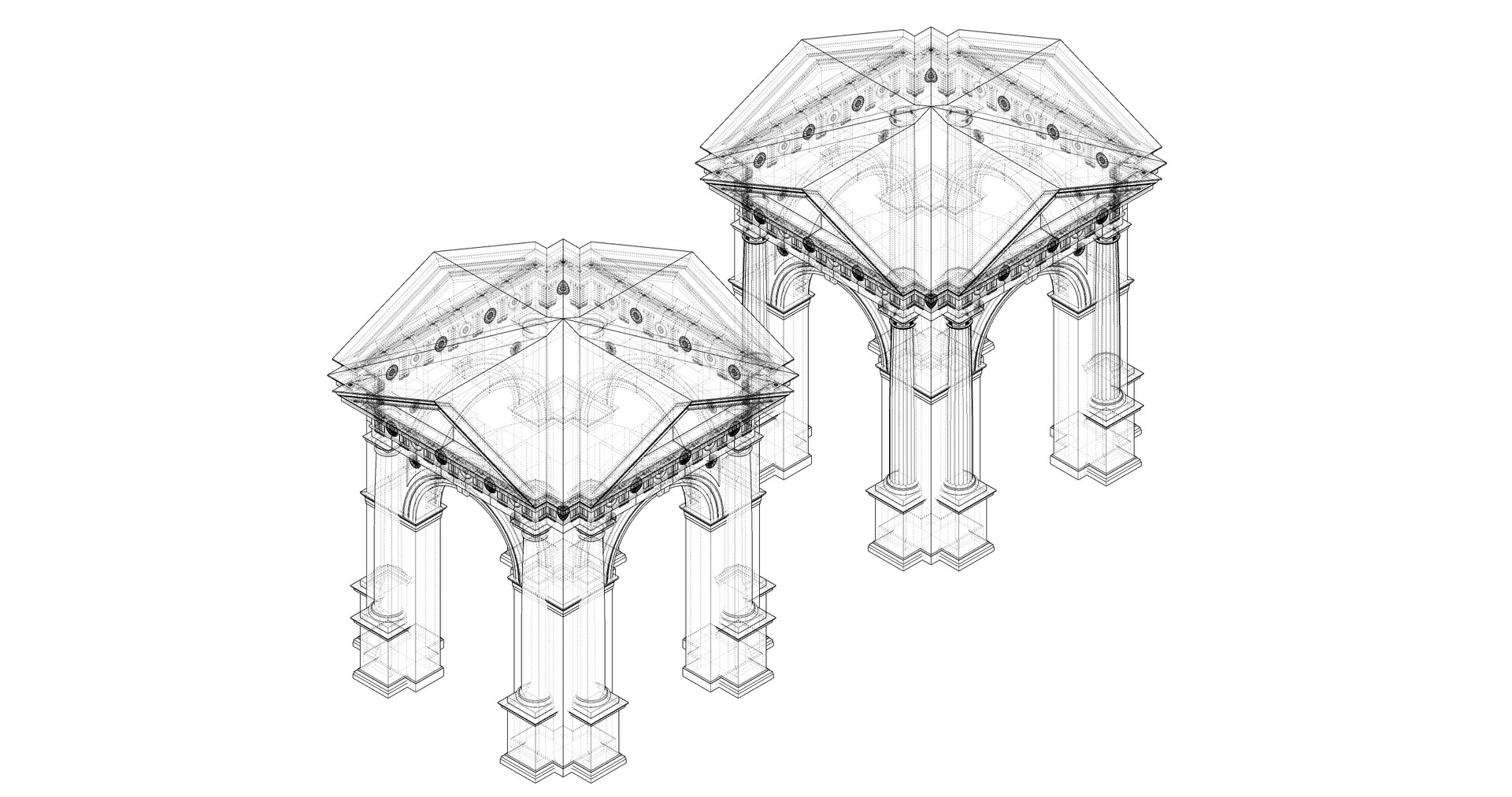 Arched Portico In Doric Denticulated Column Order Gazebo 3D Model ...
