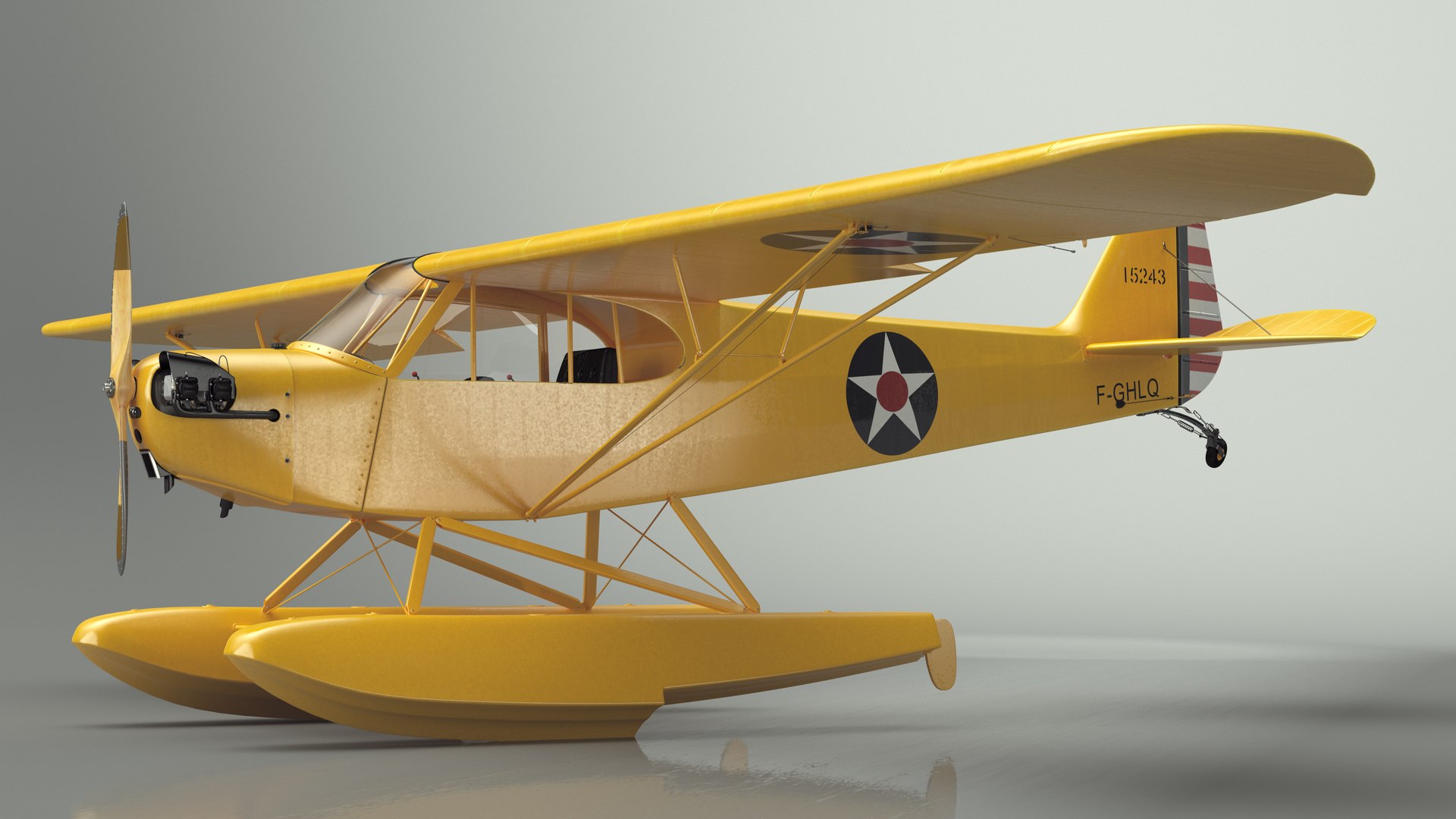 Piper J-3 Cub Light Aircraft With Floats Rigged 3D - TurboSquid 2217906