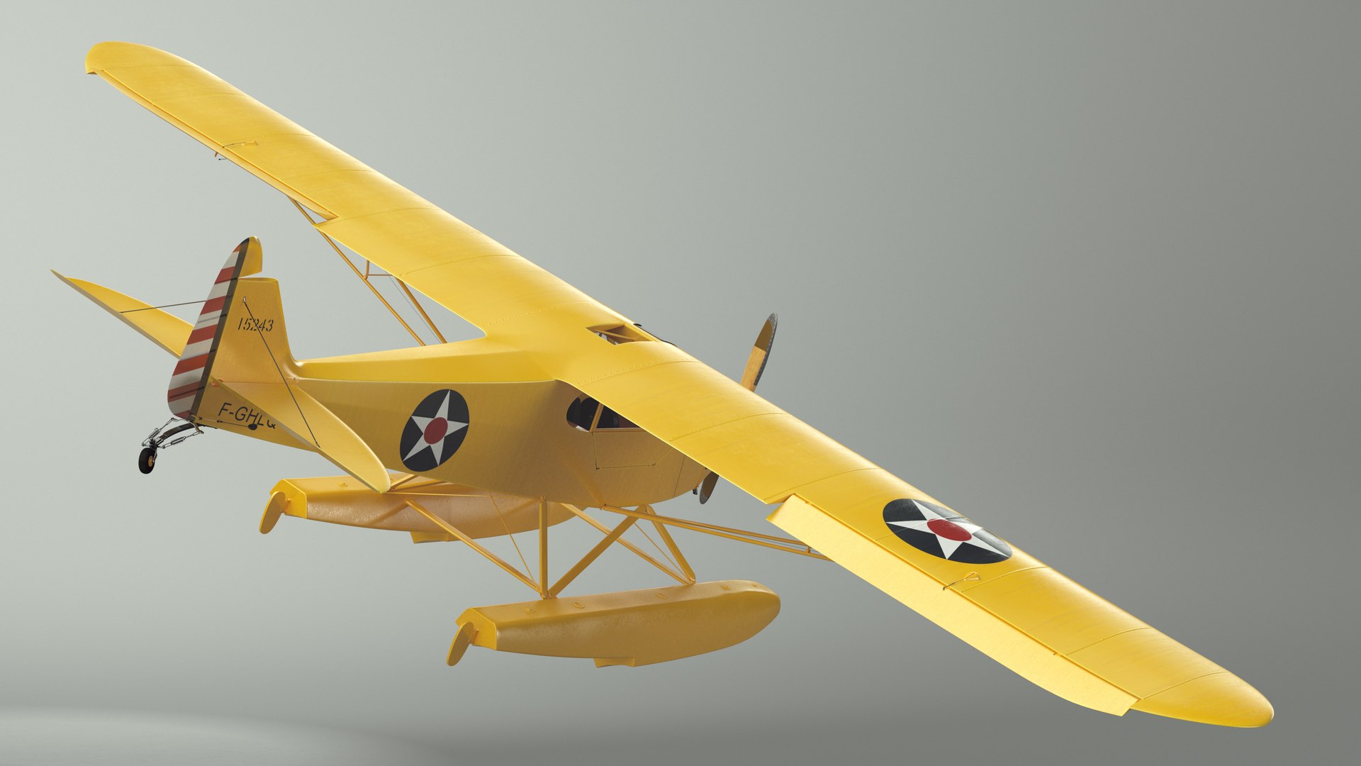 Piper J-3 Cub Light Aircraft With Floats Rigged 3D - TurboSquid 2217906