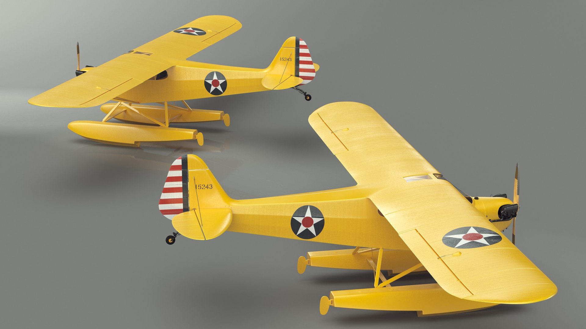 Piper J-3 Cub Light Aircraft With Floats Rigged 3D - TurboSquid 2217906