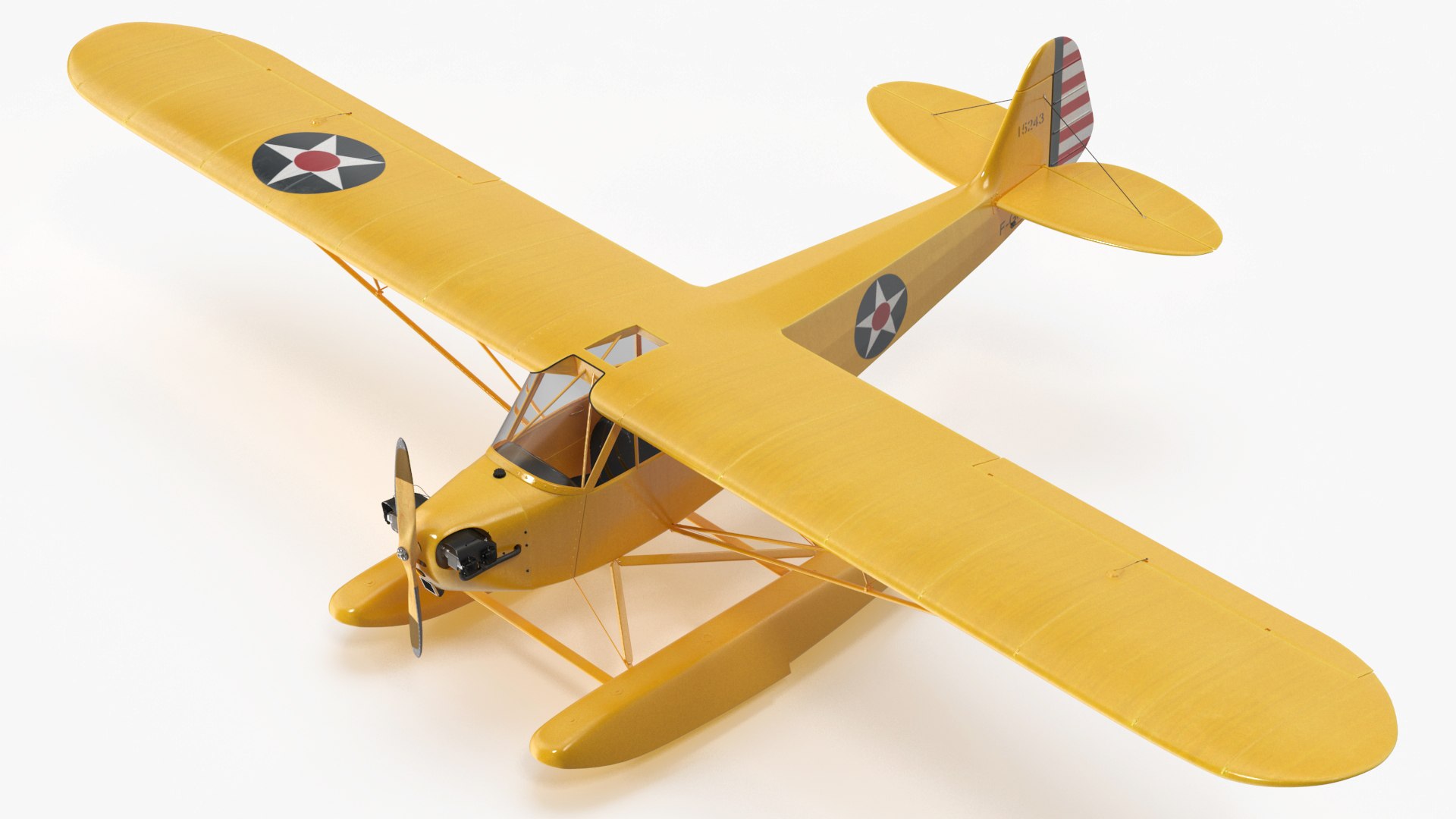 Piper J-3 Cub Light Aircraft With Floats Rigged 3D - TurboSquid 2217906