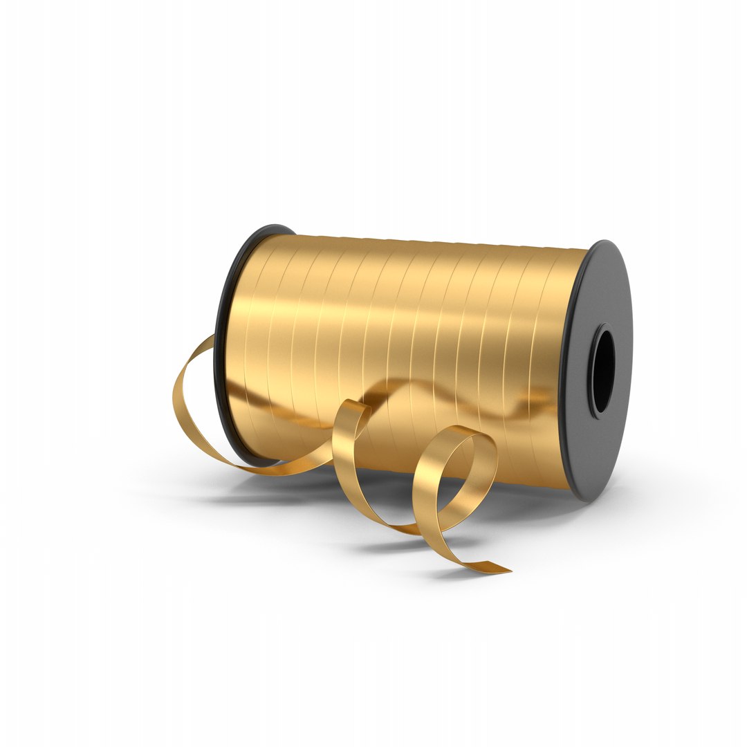3D Gold Curling Ribbon Reel model - TurboSquid 2073868