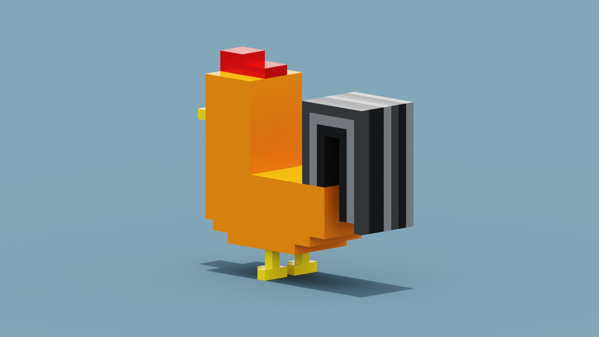 Voxel Cockerel Chicken Model - TurboSquid 1980286