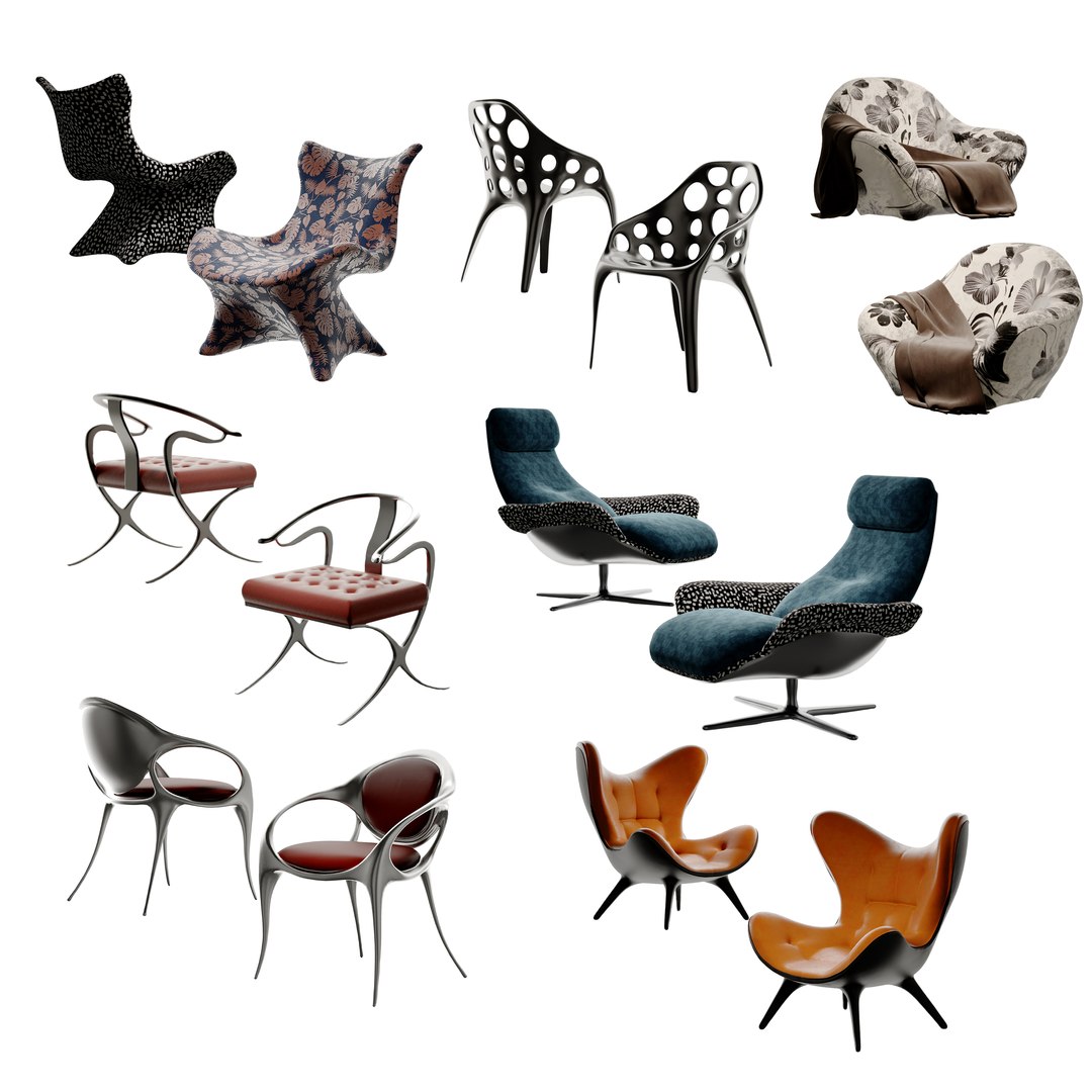 Modern Lounge Chair Designer Side Chair Collection 3D Model ...