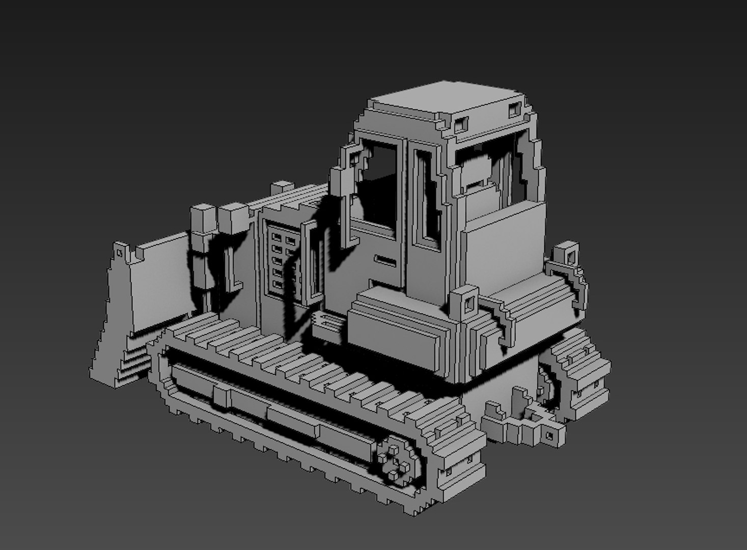 3D voxel bulldozer model - TurboSquid 1354825
