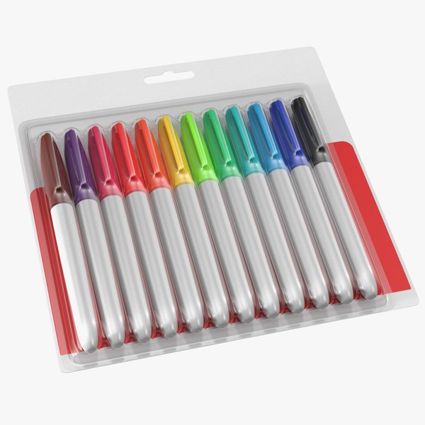3D model Permanent Markers 12 Assorted Colors - TurboSquid 1885949