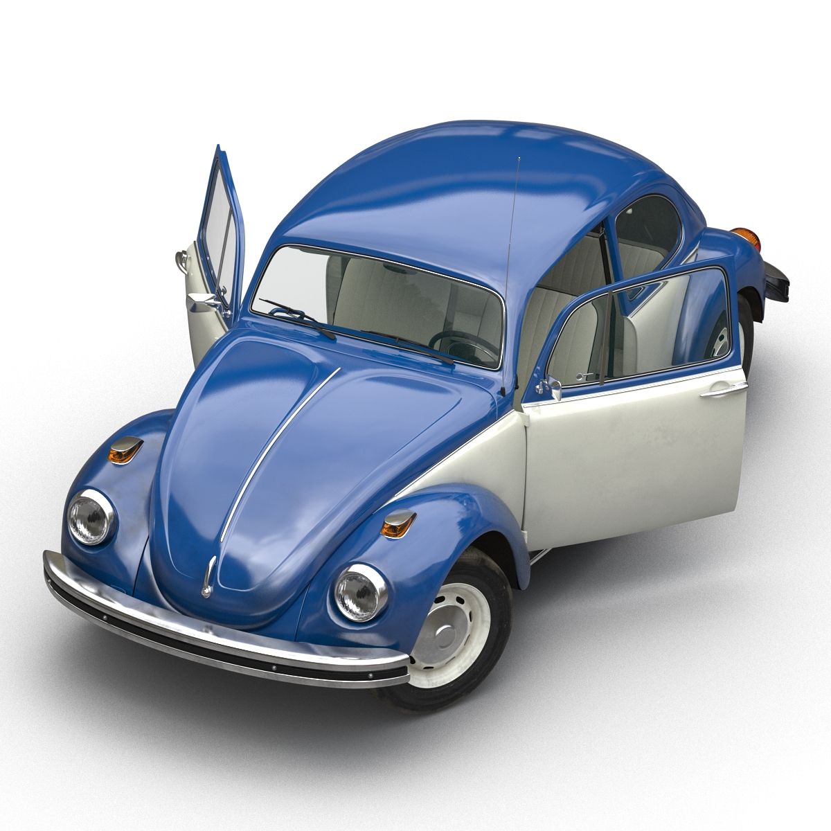 3d model volkswagen beetle 1966 blue