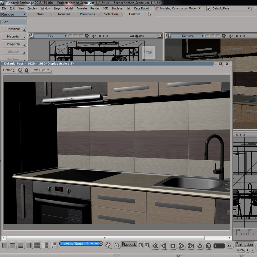 kitchen scene var 1 3d max