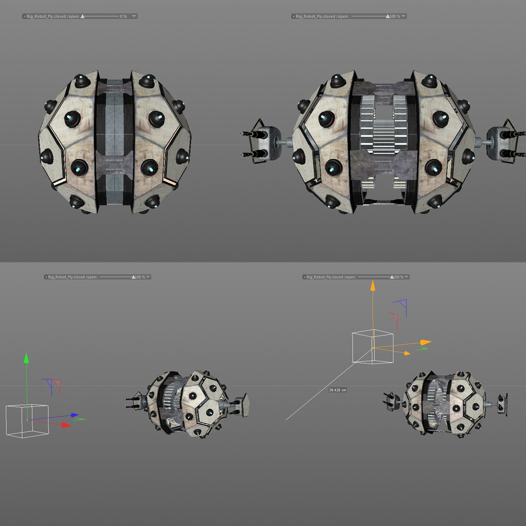 flying robot rig 3d model