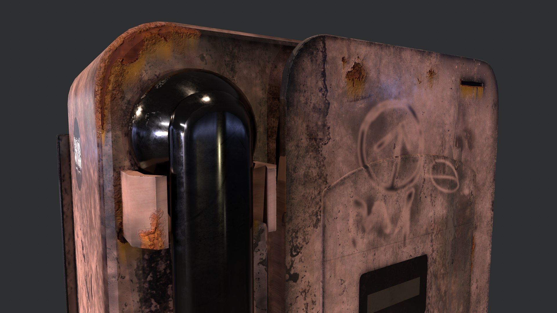 Telephone booth optimized for AAA video games PBR textures 3D model ...