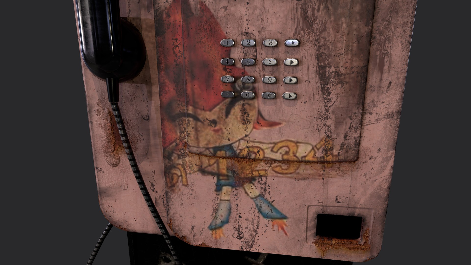 Telephone booth optimized for AAA video games PBR textures 3D model ...