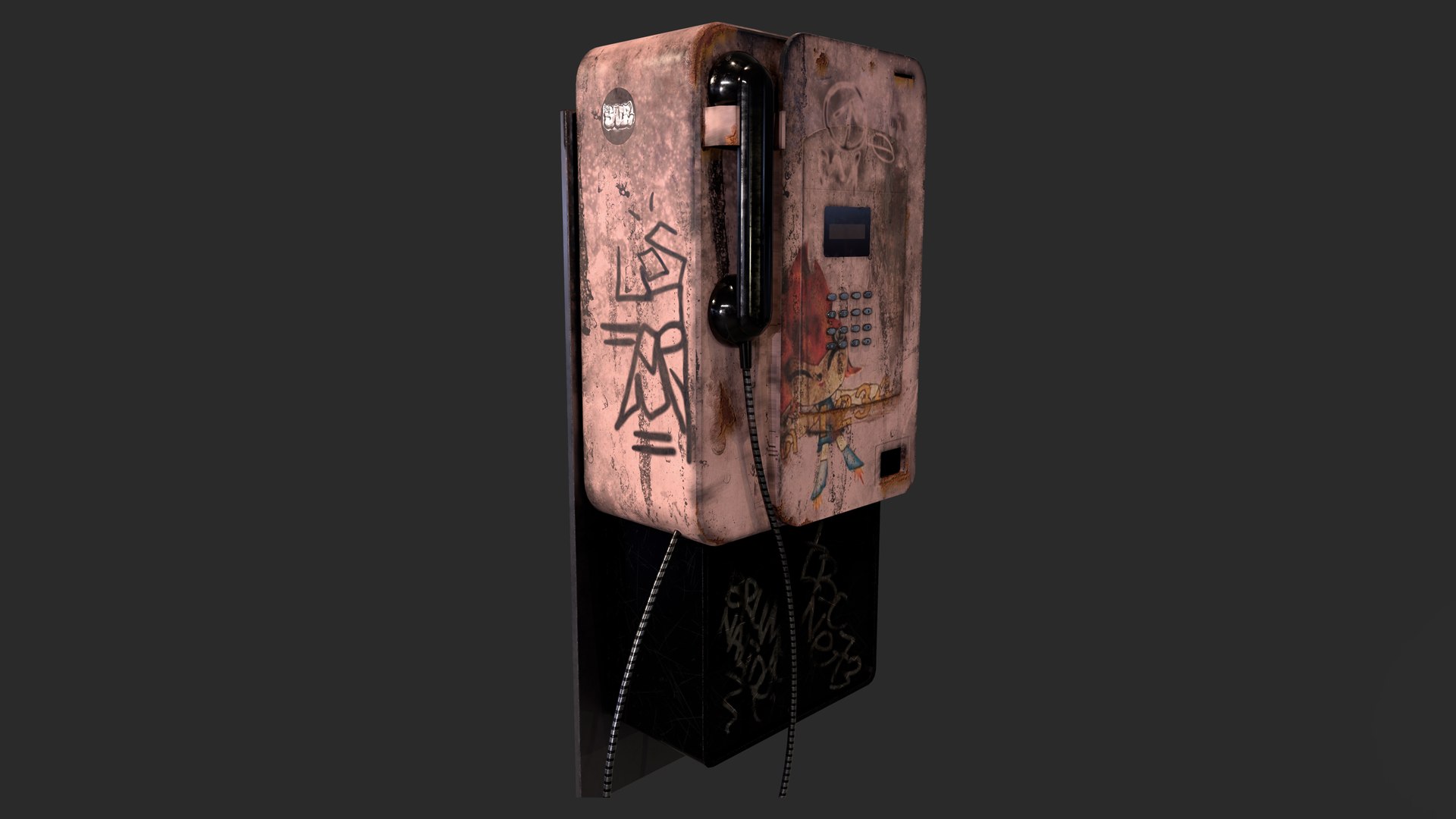 Telephone booth optimized for AAA video games PBR textures 3D model ...