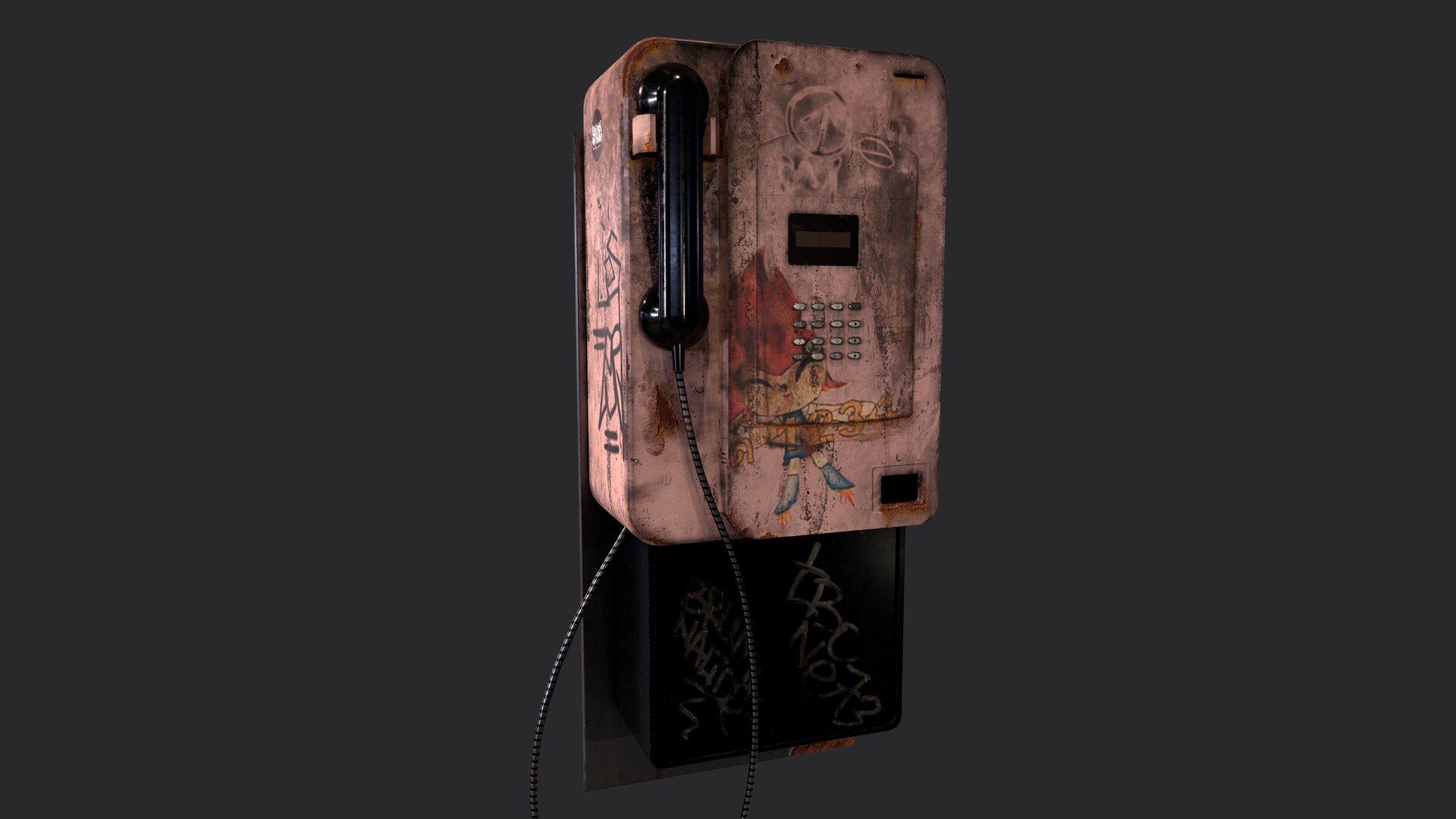 Telephone booth optimized for AAA video games PBR textures 3D model ...