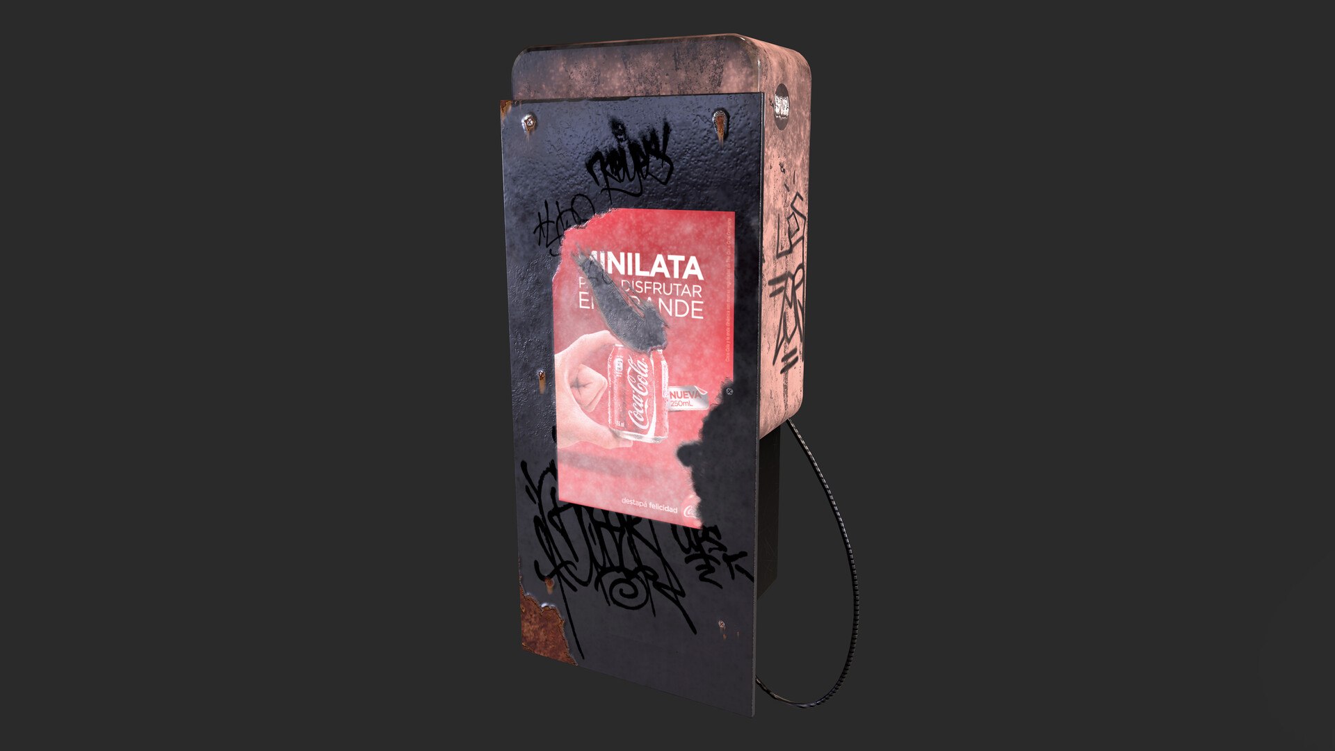 Telephone booth optimized for AAA video games PBR textures 3D model ...