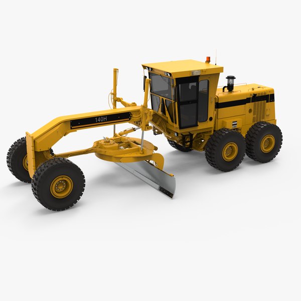 Extremely detailed motor grader Caterpillar 140H with three different ...