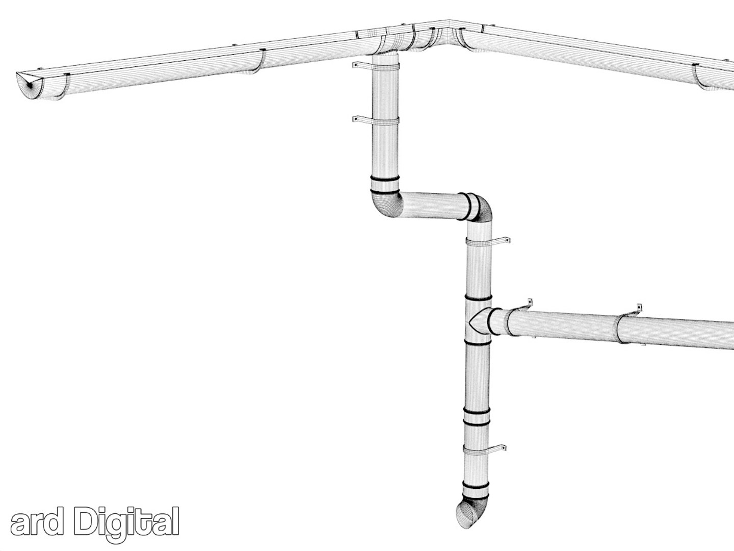 3d model rain water guttering