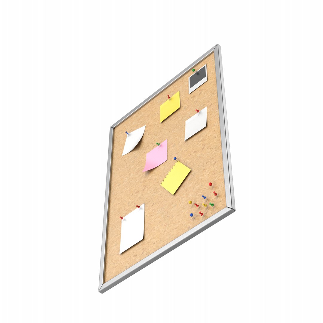 Pinboard With Notes 3D Model - TurboSquid 1838284